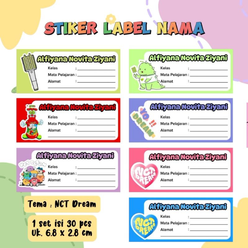 MATA [Keo Theme] 30pcs Name Label Sticker/Book Sticker/Book Label ...