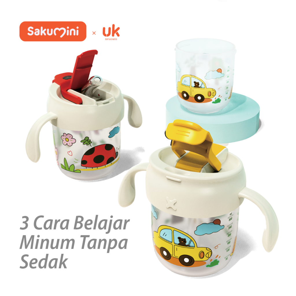 Sakumini 3in1 Training Cup Duckbill Straw Spill-Proof Children's Milk ...
