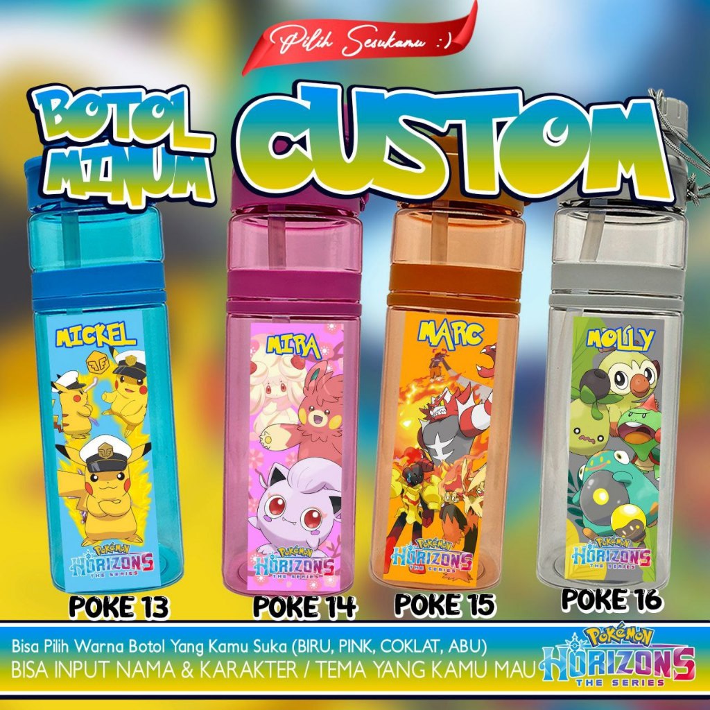 Custom Children's Drinking Bottle with POKEMON / PIKACHU theme | Shopee ...
