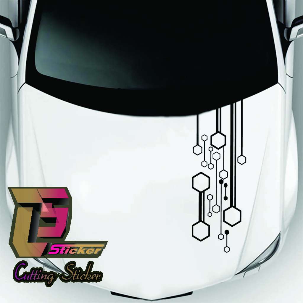 Hexagon CAR HOOD STICKER ALL TYPE CAR HOOD VARIATION STICKER | Shopee ...