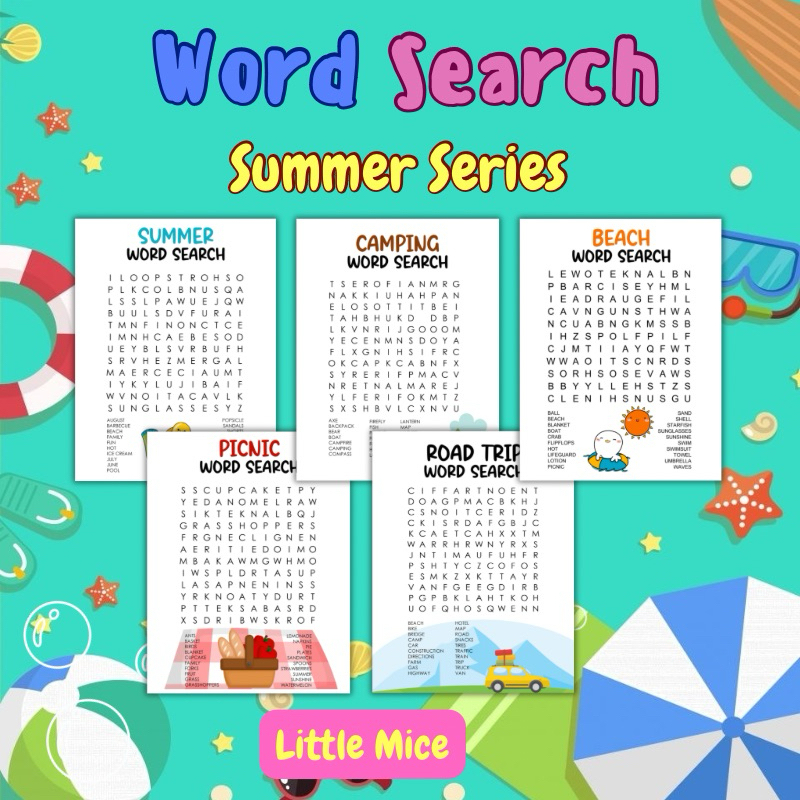 Activity Paper Activity Sheet Search Words Word Search 5 Sheets A4 ...