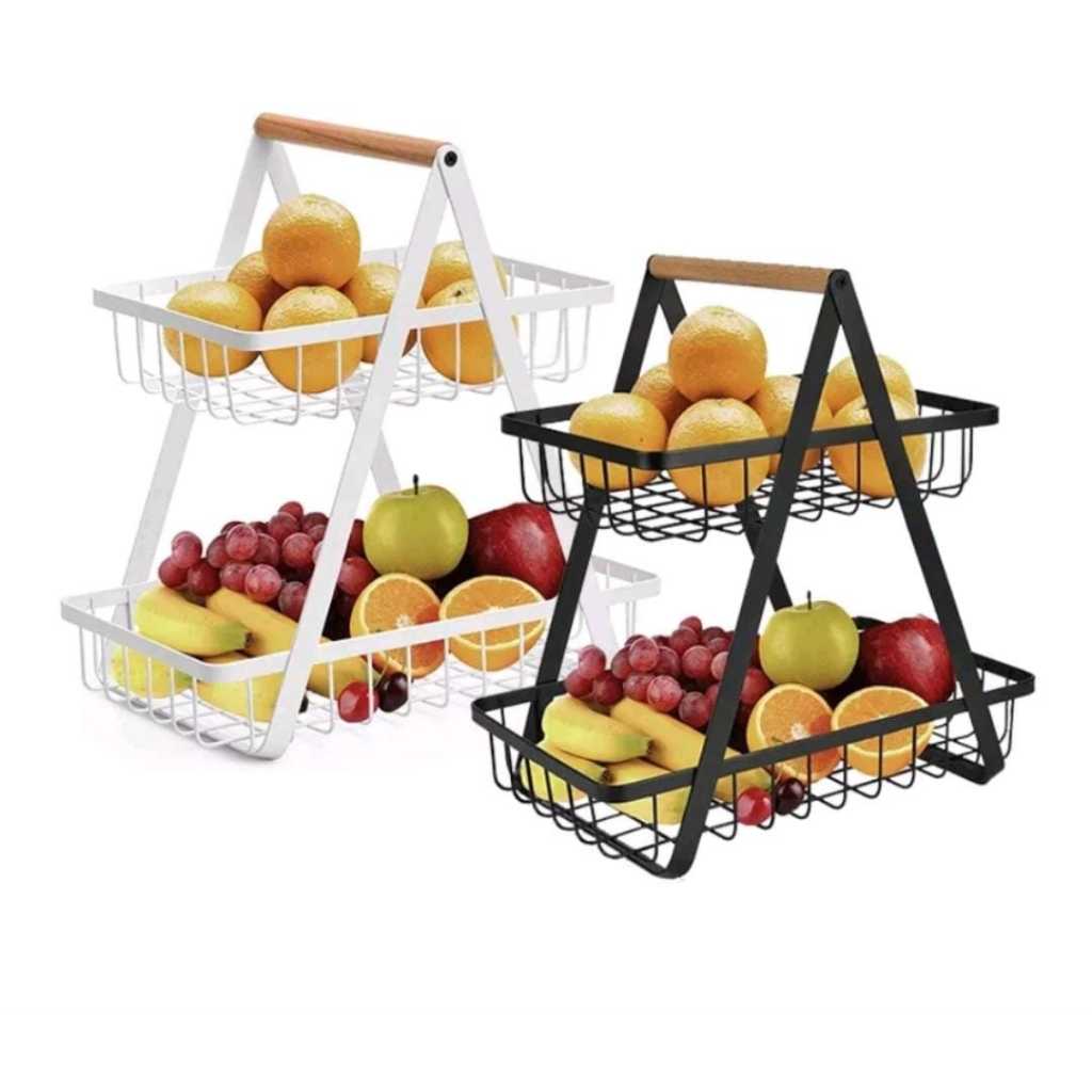 Kitchen Shelf Multi-Purpose 2 Tier Triangular Iron Fruit Rack Practical ...