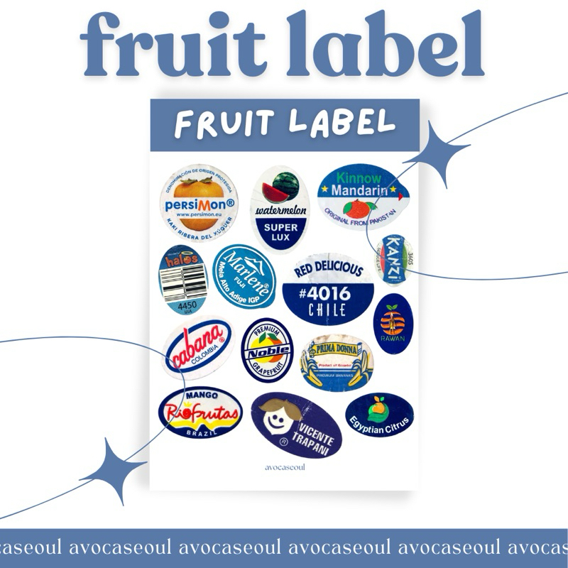 Sticker sheet fruit label aesthetic ins korea for scrapbook decoration ...