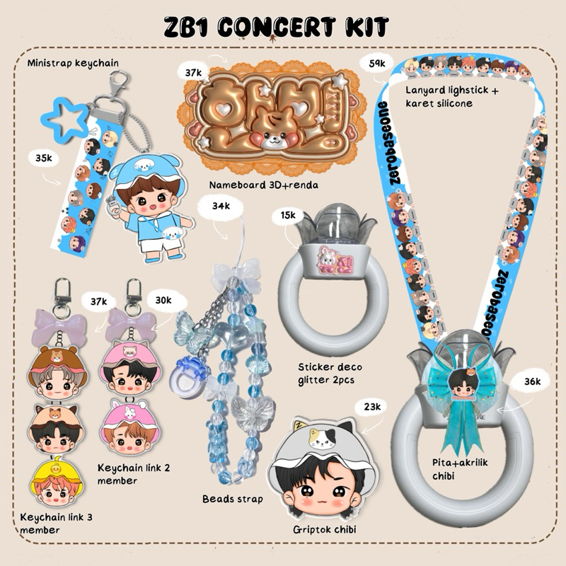 ZB1 concert kit, lighstick ribbon + acrylic, zb1 nameboard, zb1 ...