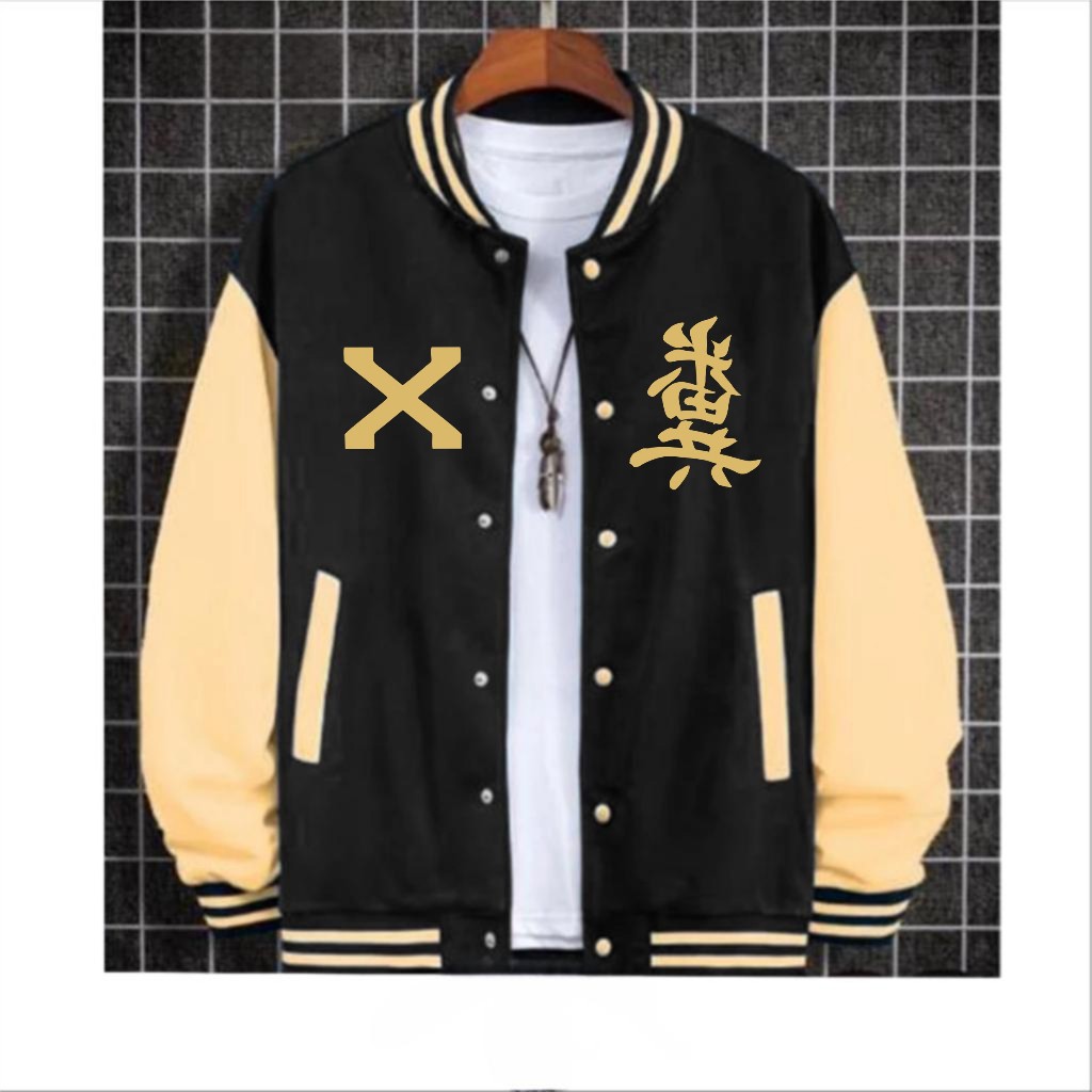 Jpn X KIRKA Text GOLD Button Varsity Baseball Jacket Premium Button ...