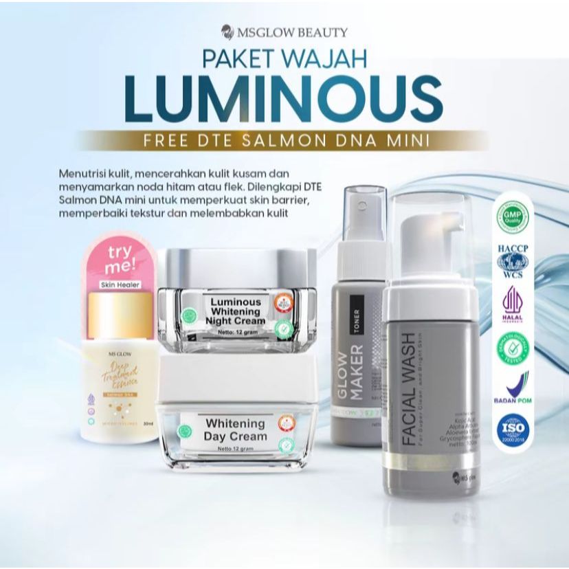 HITAM Ms Glow Luminous Series Skincare Package To Fade Black Spots Acne ...