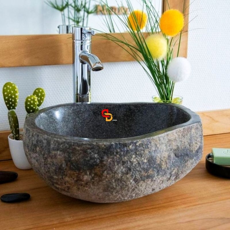 KAYU River Stone Sink | Aesthetic Bowl | Natural Portable 35-40 super ...