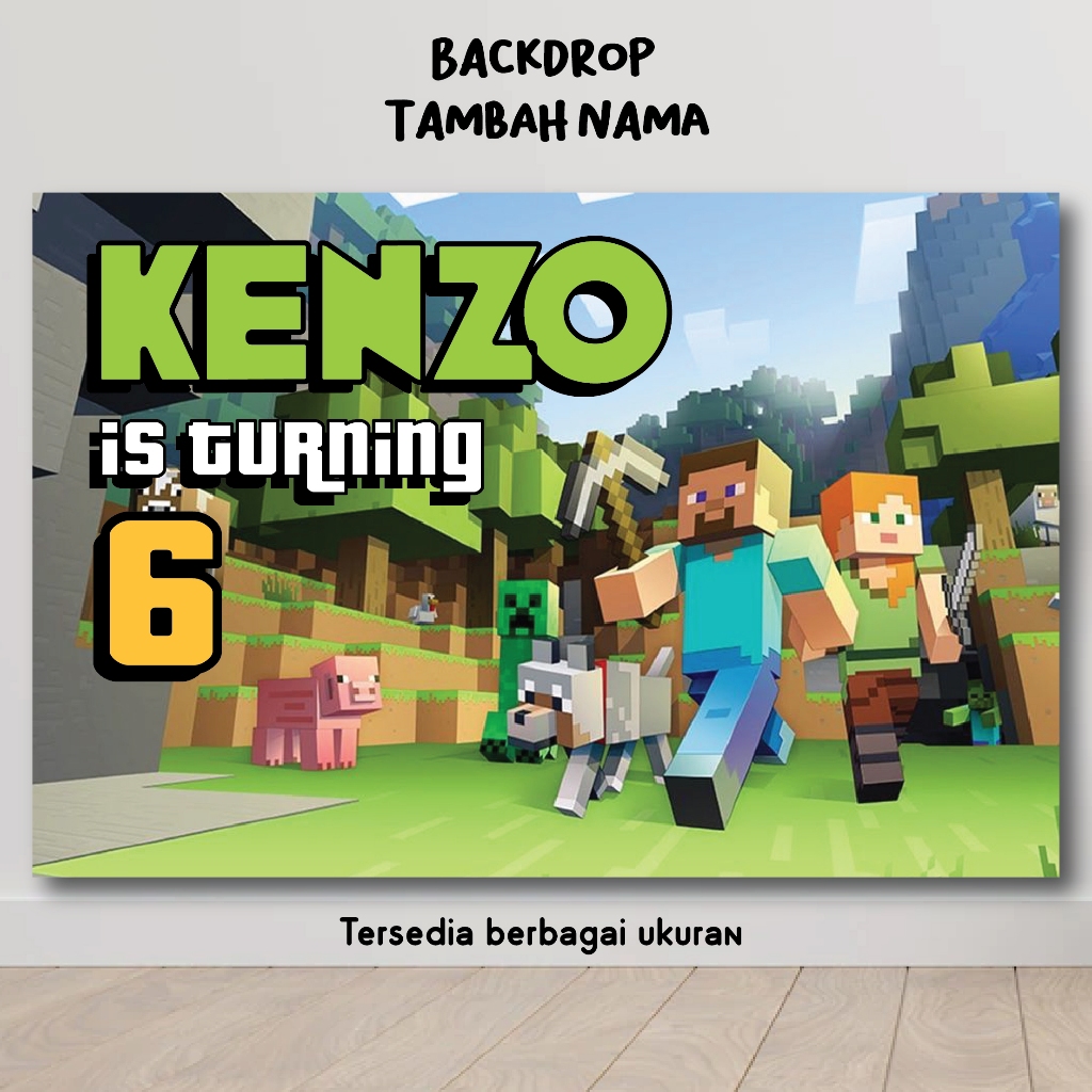 Minecraft BACKDROP BACKGROUND BANNER WALLPAPER HBD BIRTHDAY Decoration ...