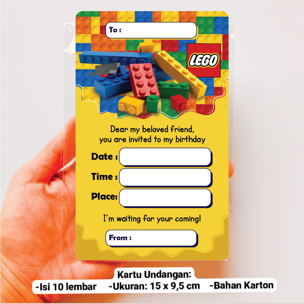 Lego INVITATION CARD HAPPY BIRTHDAY HBD BIRTHDAY INVITATION CARD ...