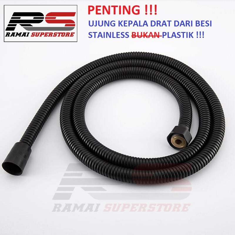 HITAM Black Flexible Stainless Shower Hose | Shopee Singapore