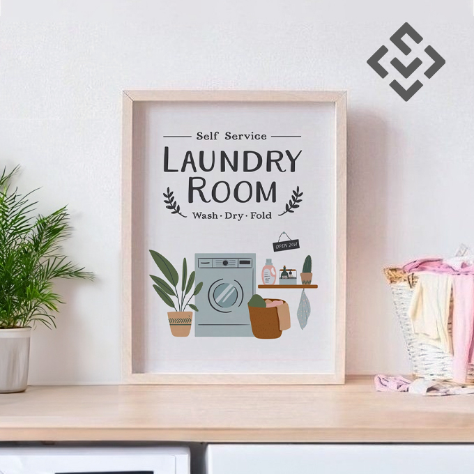 KAYU Laundry Wall Display Aesthetic Wall Decor Wooden Frame Wooden Home ...