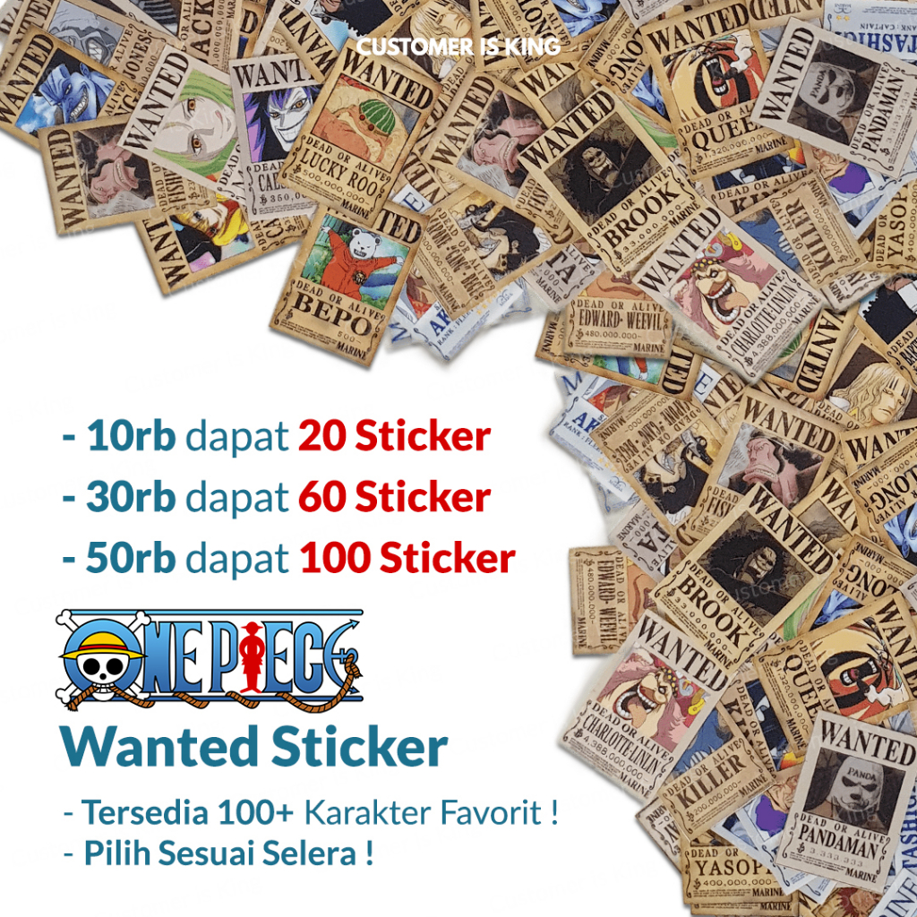 One Piece Wanted Bounty Poster Sticker Package 100+ All Characters ...