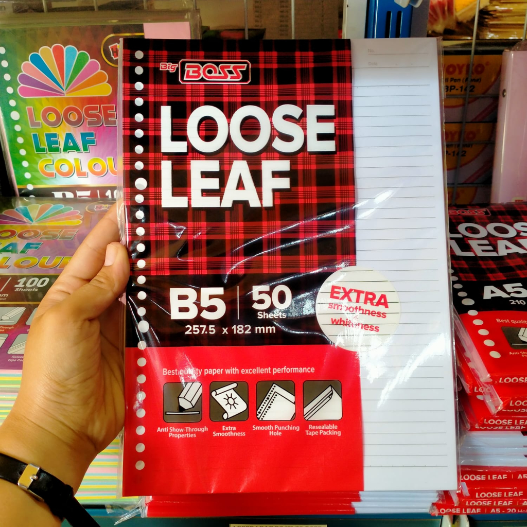 Binder Paper/ Loose Leaf B5 50 Big Boss (1 Pack contains 50 Sheets ...
