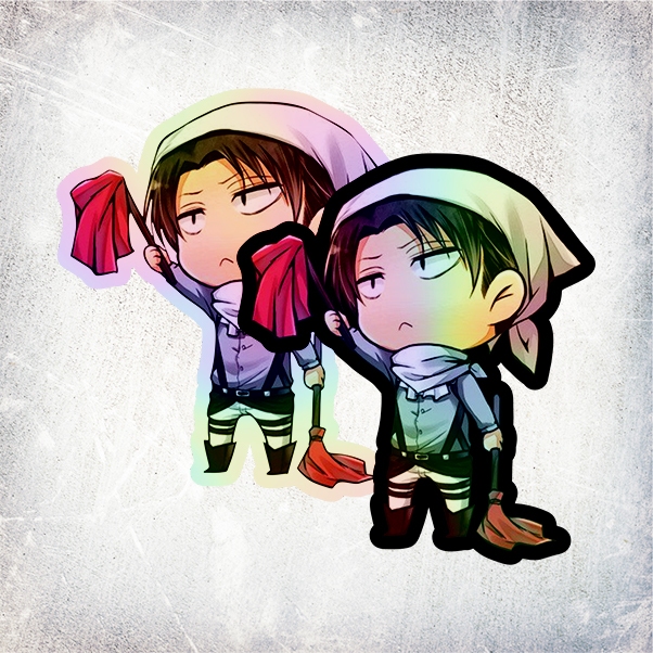 Anime CHIBI LEVI ACTION ATTACK ON TITAN HOLOGRAM STICKER (SHINGEKI NO ...