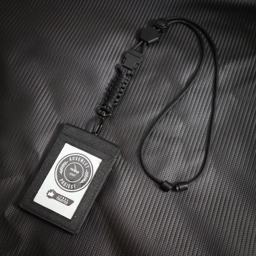 Tactical Canvas Paracord ID Card Lanyard Premium Iron Necklace Name Tag ...