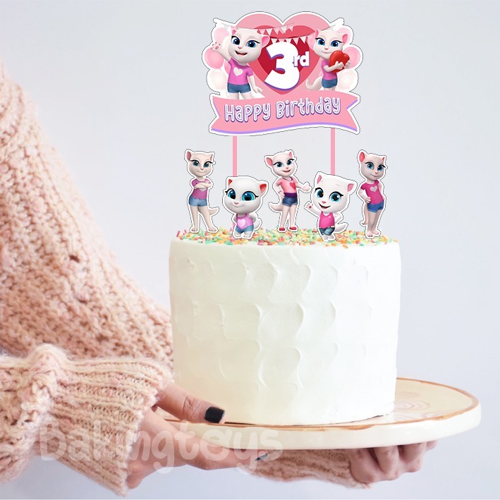 Angela Talking Tom Birthday Cake Topperbirthday Cake Decoration Shopee Singapore