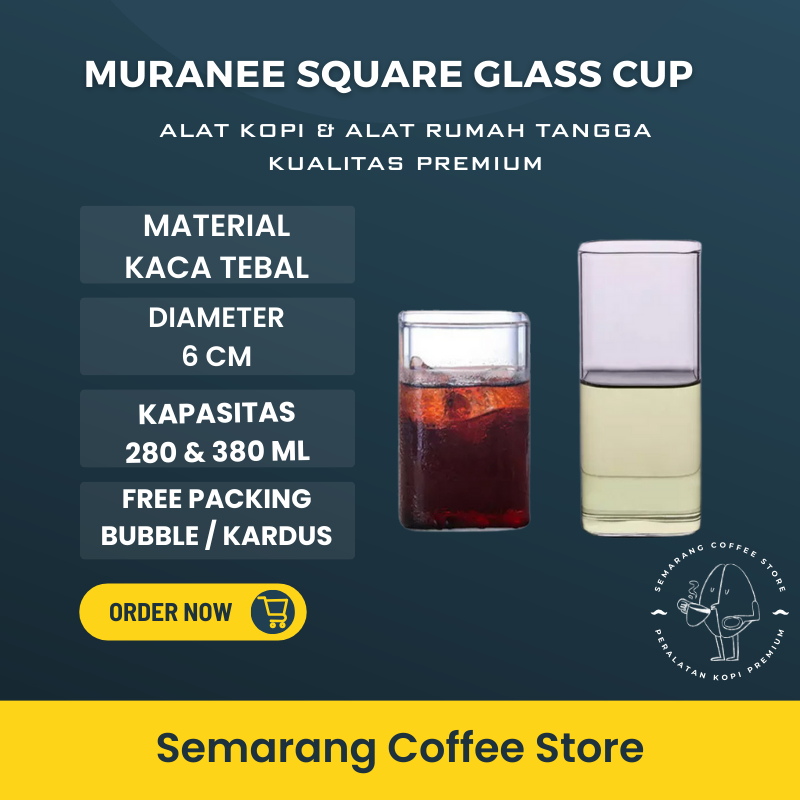 Cafe Borosilicate Glass Drinking Glasses Square Shape Aesthetic Korean ...