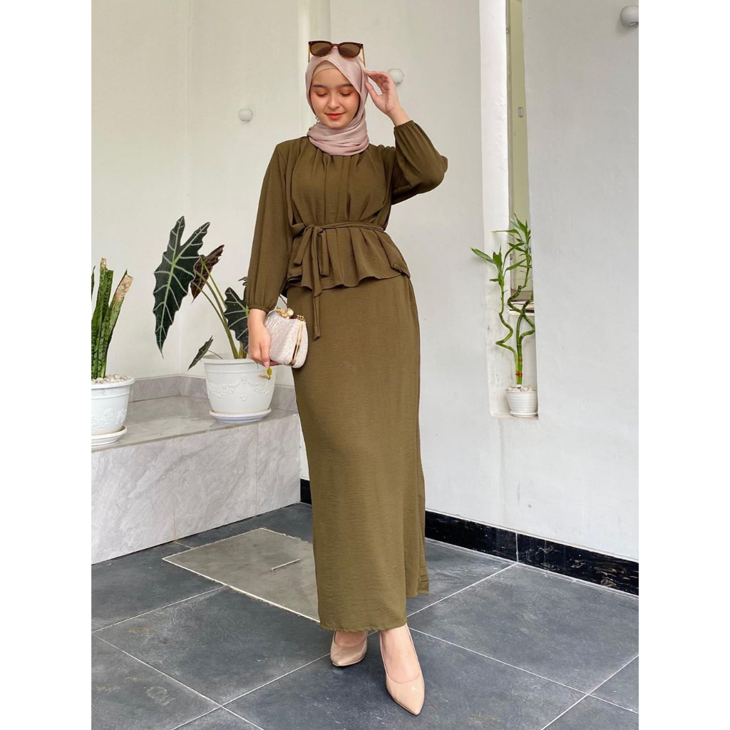 CRINKLE ONESET SET HIJAB WOMEN'S CLOTHING SET BUSUI FRIENDLY | DINI SET ...