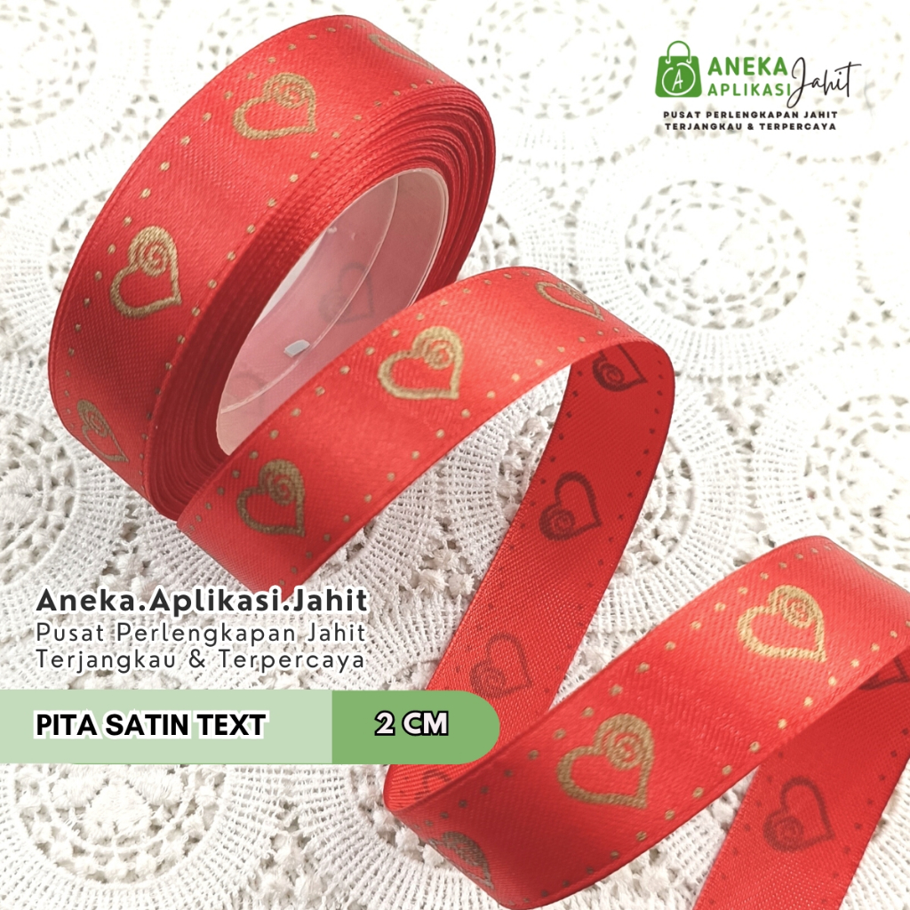 1 METER SATIN Ribbon 3/4 INCH (2Cm) "Big LOVE "/ Big Heart Craft Ribbon ...