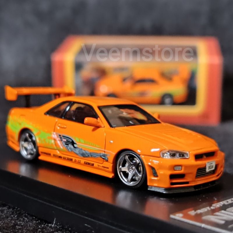 Die Cast 1:64 Nissan Skyline GTR R34 Z Tune High Wing Bryan FnF Livery ...