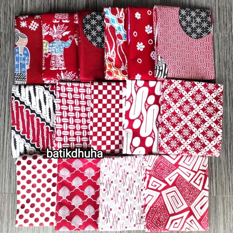 MERAH PUTIH Red and White Batik Cloth/Red and White Batik Material/King ...
