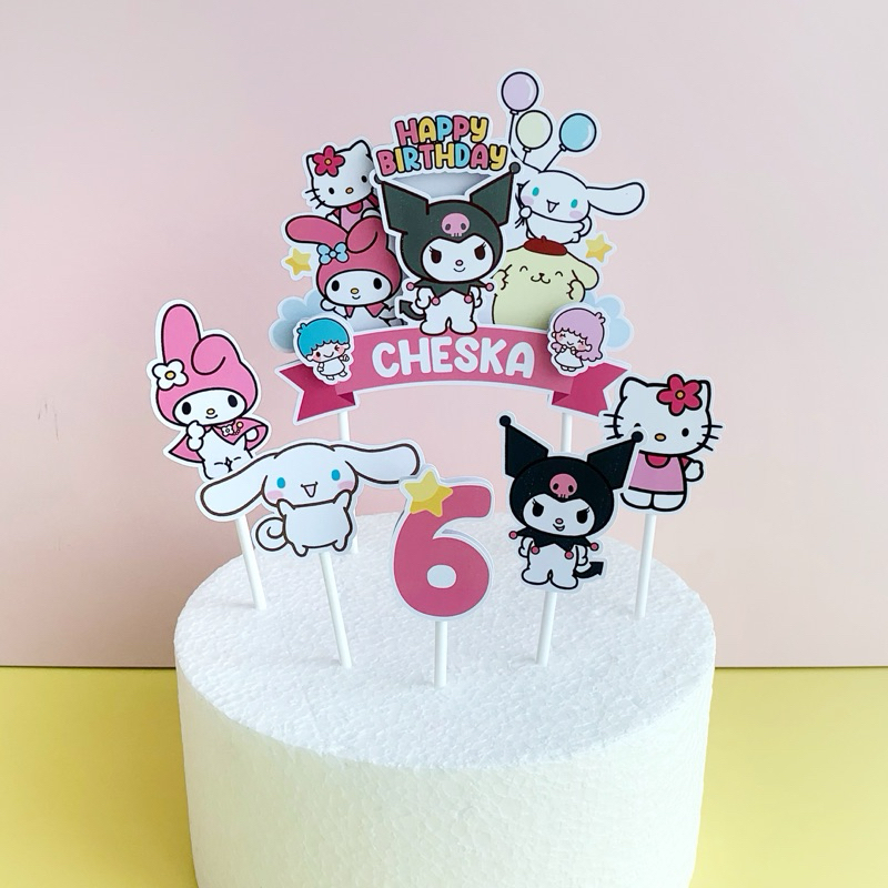 3d Cake Topper Sanrio Character Cinnamoroll Hello Kitty Kurumi Pompom ...