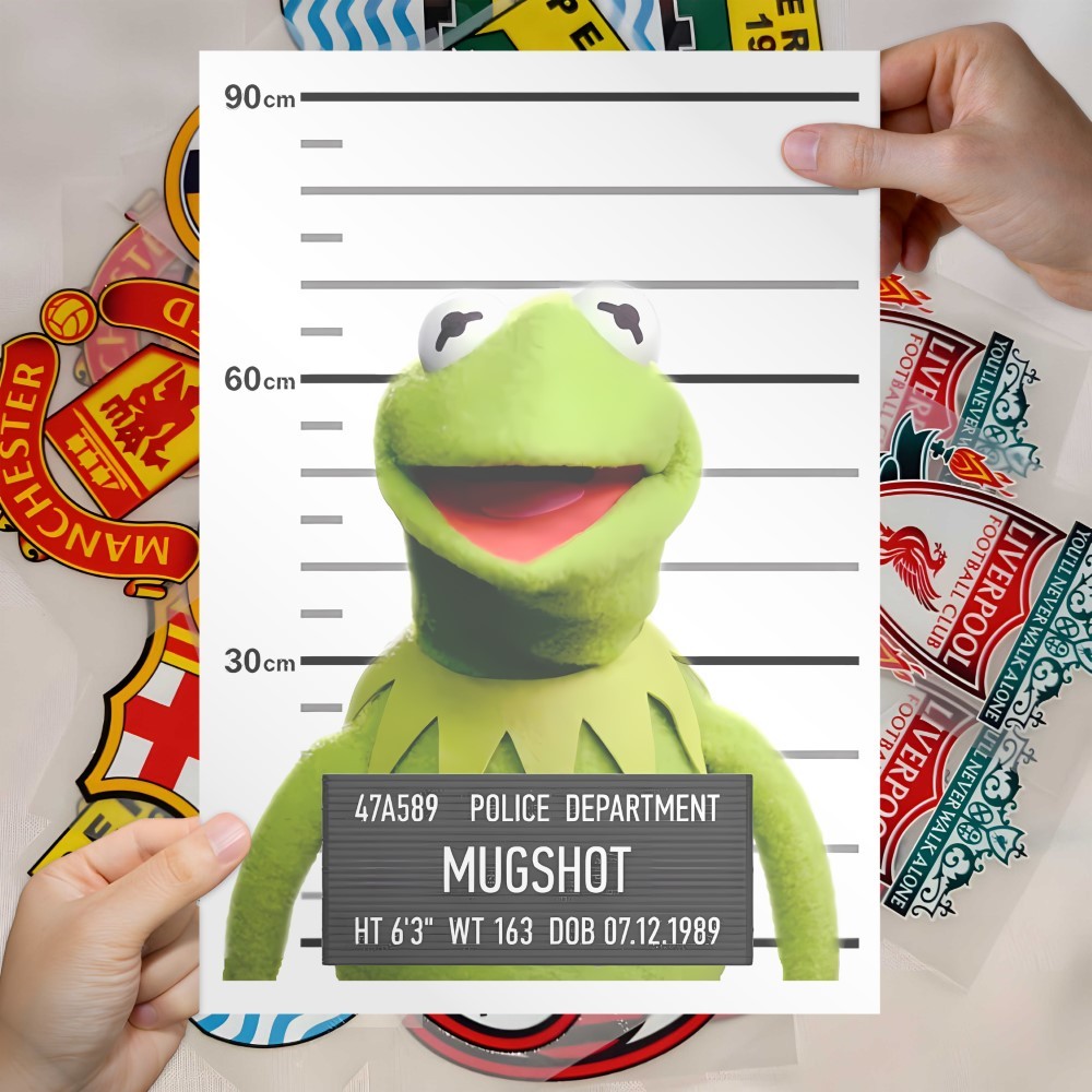 Dtf Digital Print Screen Printing Muppet Kermit The Frog Mugshot Ready ...
