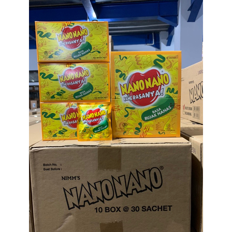 Nano Nano Nano Candy Pineapple Rujak Flavor Packaging 1 box Contains 30 ...