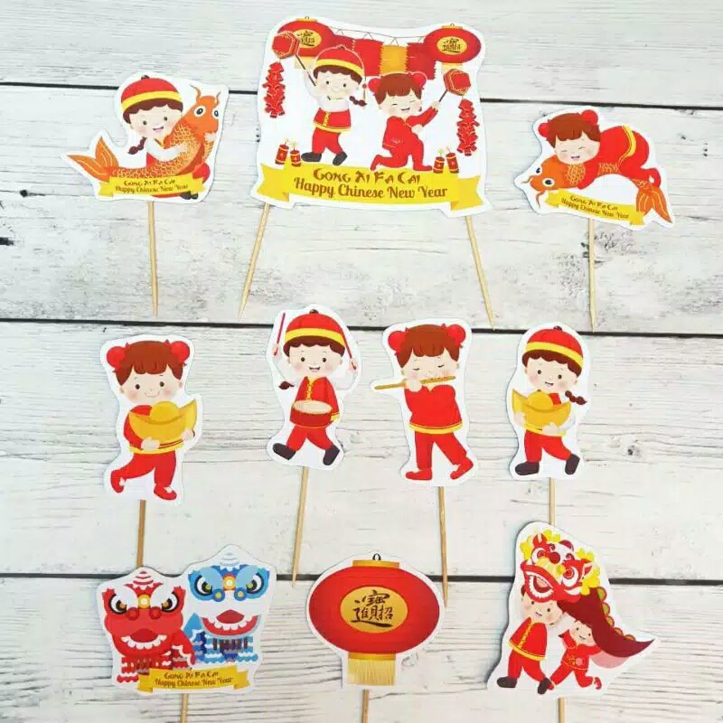 A set Of Chinese New Year Chinese New Year Theme cake topper cake ...