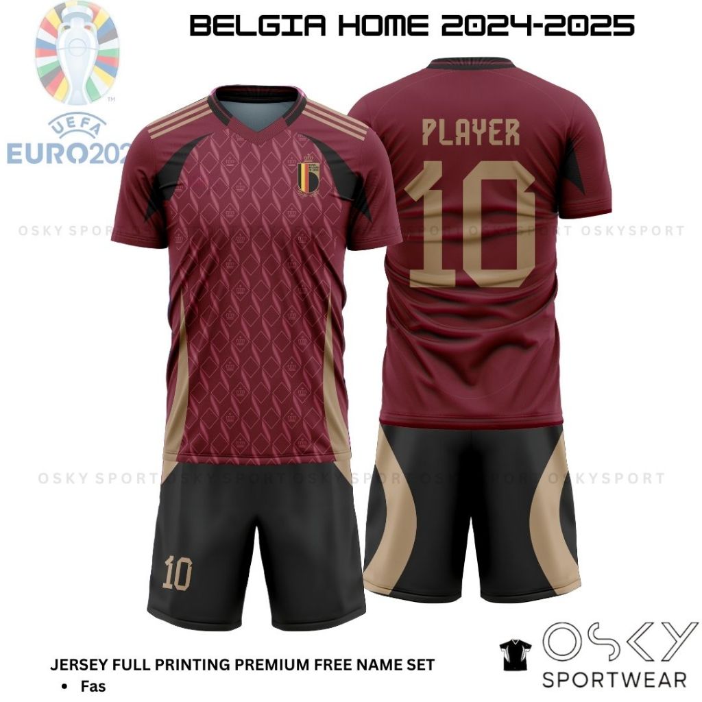 Belgium Football JERSEY BELGIUM HOME EURO 2024-2025 FULL PRINTING ...