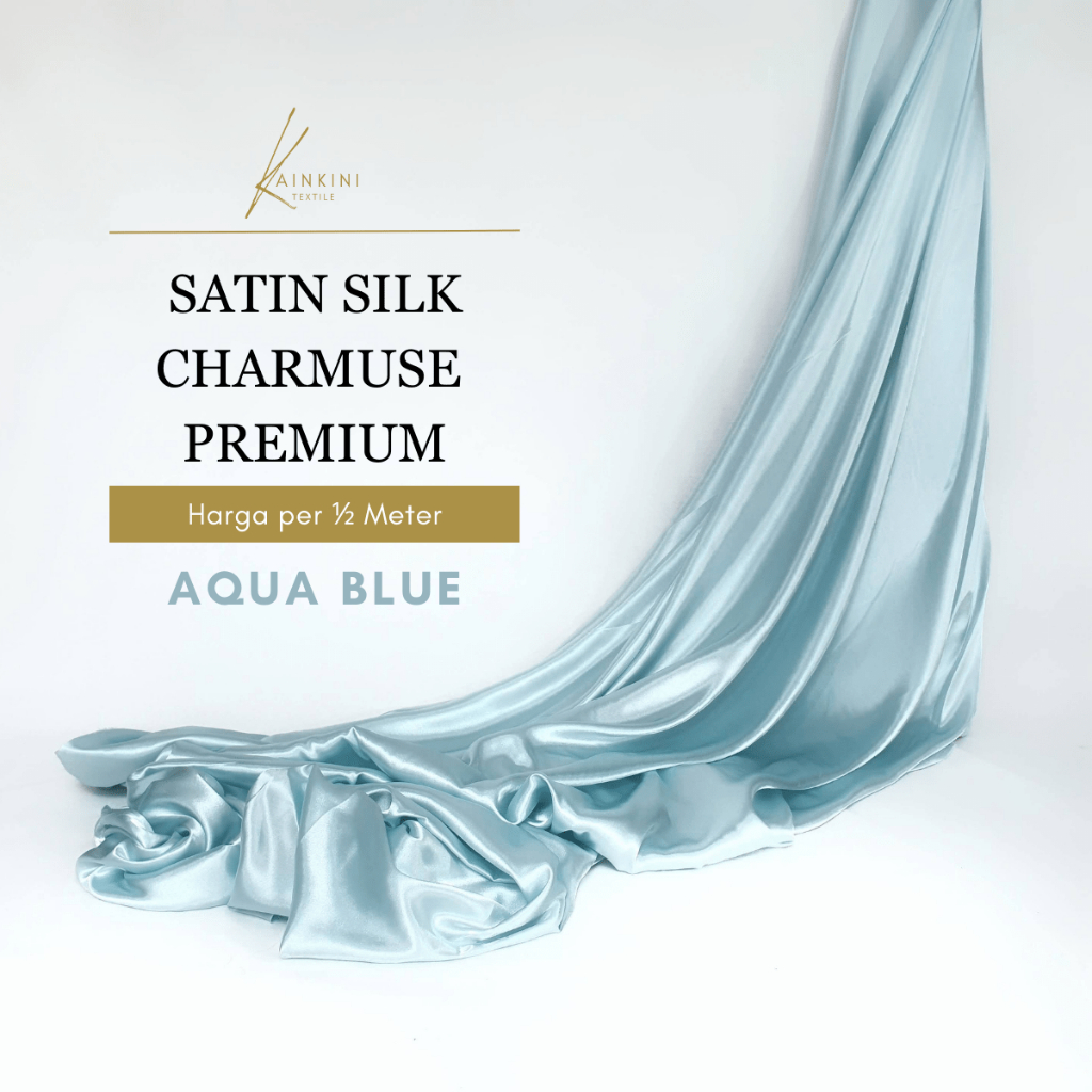 (1⁄2 Meter) Premium Glossy Glossy Glossy Silk Satin Fabric - Light Blue ...