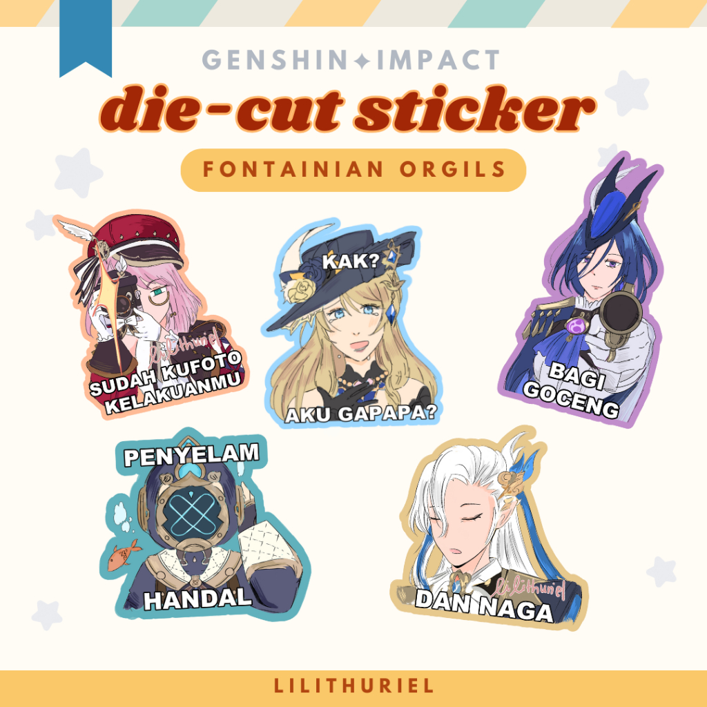 Fontaine Genshin Meme Sticker: Navia, Clorinde, Freminet, Neuvillette ...