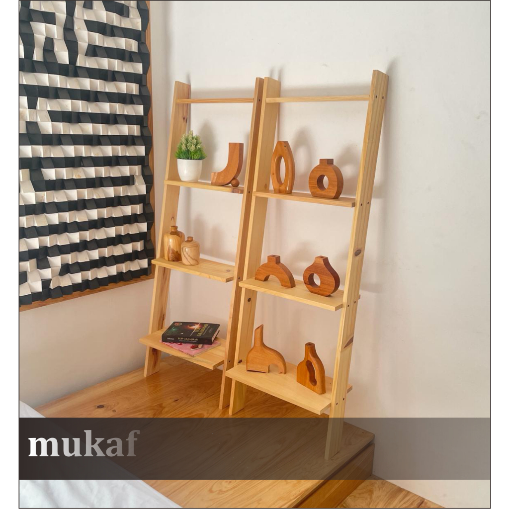 KAYU Wooden Shelf Wall Decoration 4-tier Portable Bookcase Storage ...