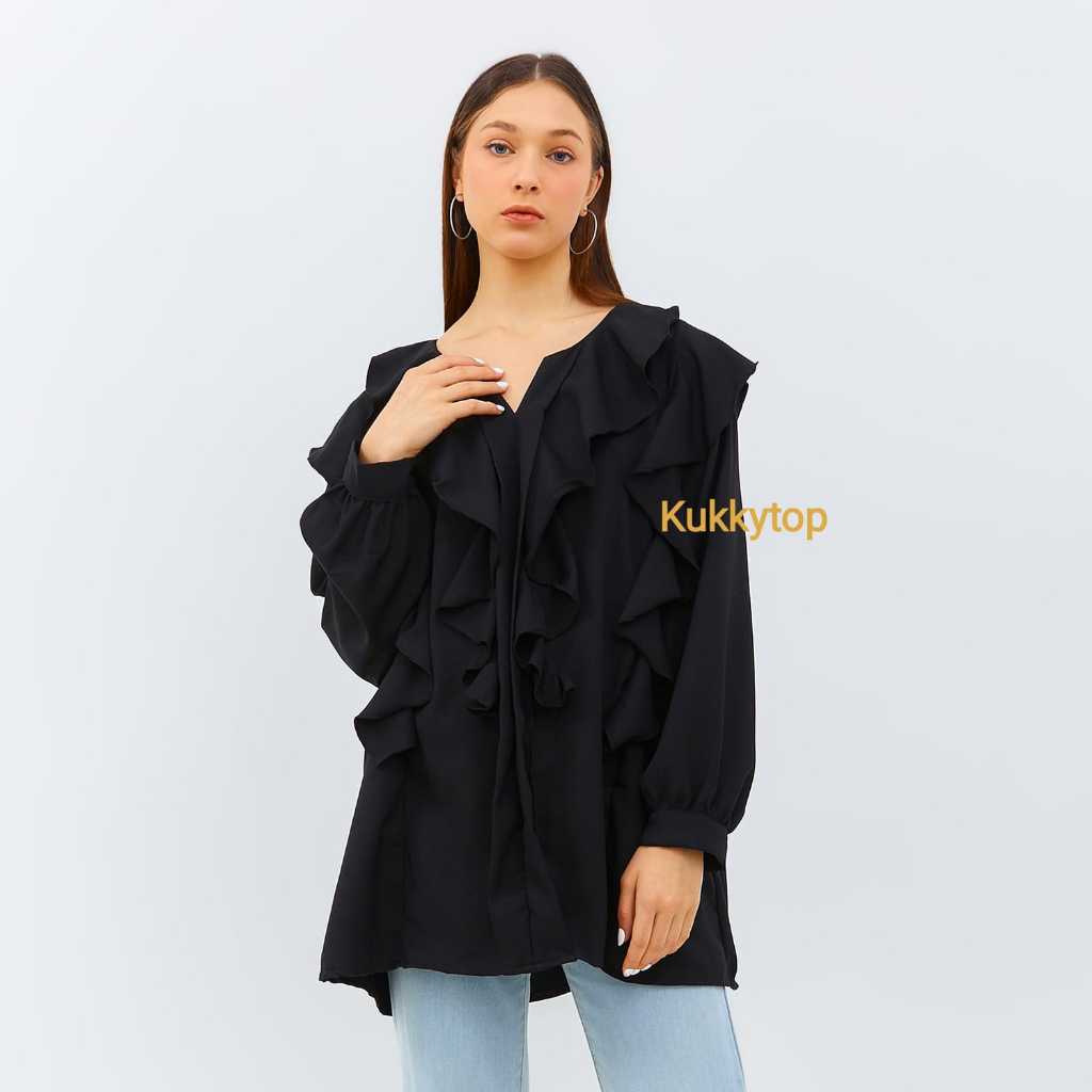Kukky Top Blouse, Latest Korean Style Muslim Women's Fashion Tops 13238 ...