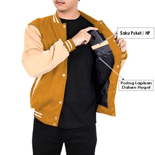 Full Inner Layer Plain Varsity Baseball Jacket / Men Women Plain ...