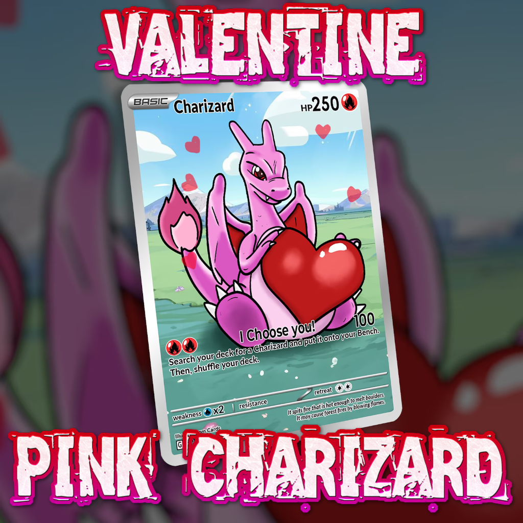 POKEMON TCG HOLOGRAM SPECIAL (VALENTINE) PINK CHARIZARD CARD | Shopee ...