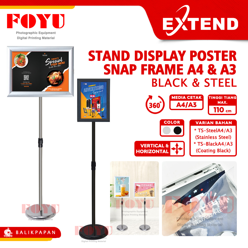 Stand Display Banner Poster Snap Frame Coating Steel Black A3 A4 Sign ...