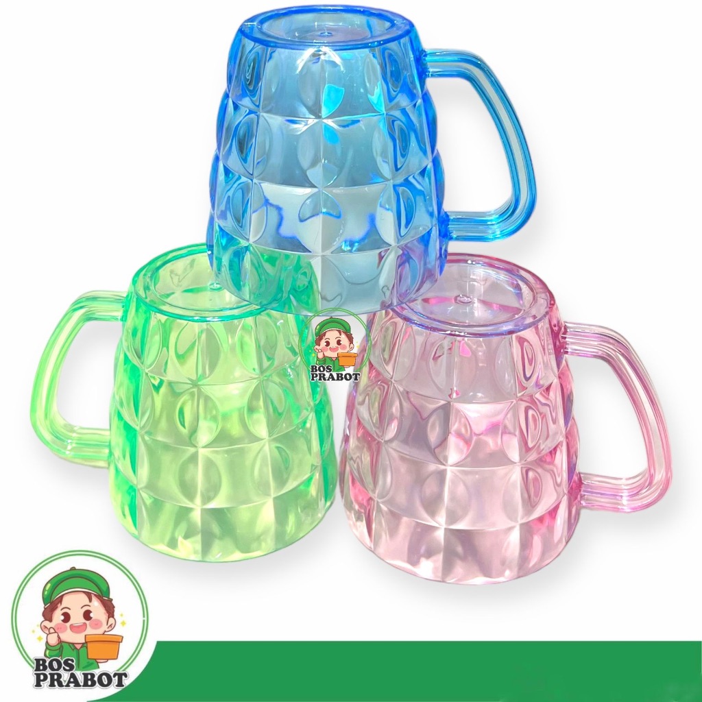 500ml CLEAR GLASSES WITH HANDLES / 500ML COLORFUL ACRYLIC MUGS / 500ML ...