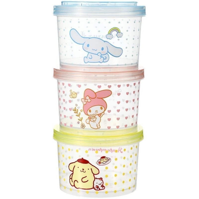 3pcs Stackable Lunch Box Stacking Sanrio Round Cup Bento Cup Jar Tier 3 ...