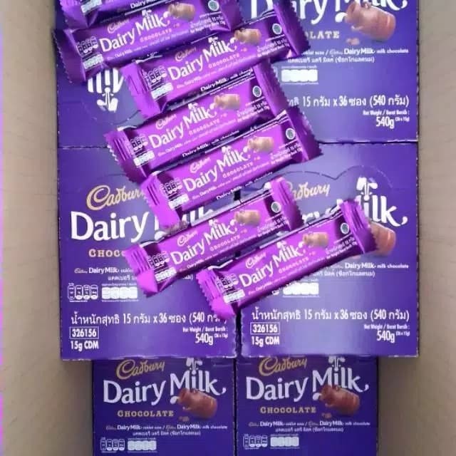 Cadbury dairy milk 15 gr 1 box Contains 36 cadbury 15gram cadbury dairy ...