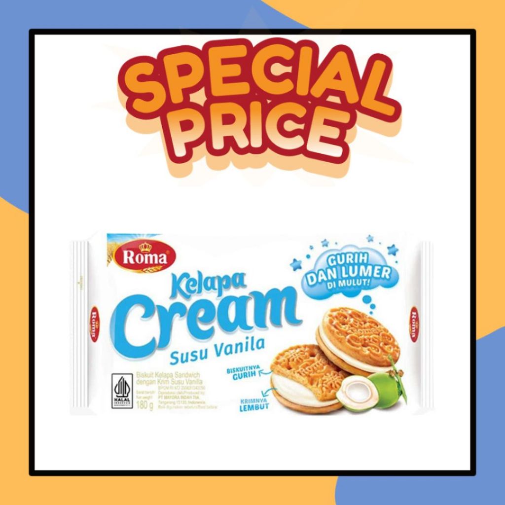Roma Coconut CREAM 180gr Coconut Sandwich Biscuit With Vanilla Milk ...