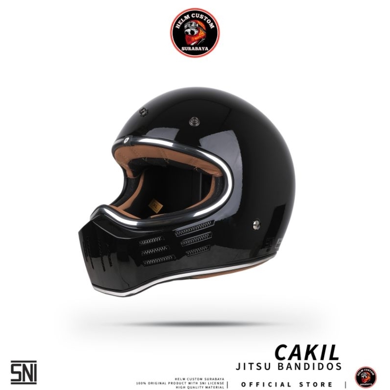 Cakil Jitsu Bandidos Black Glossy Helmet Original SNI Official Retro ...