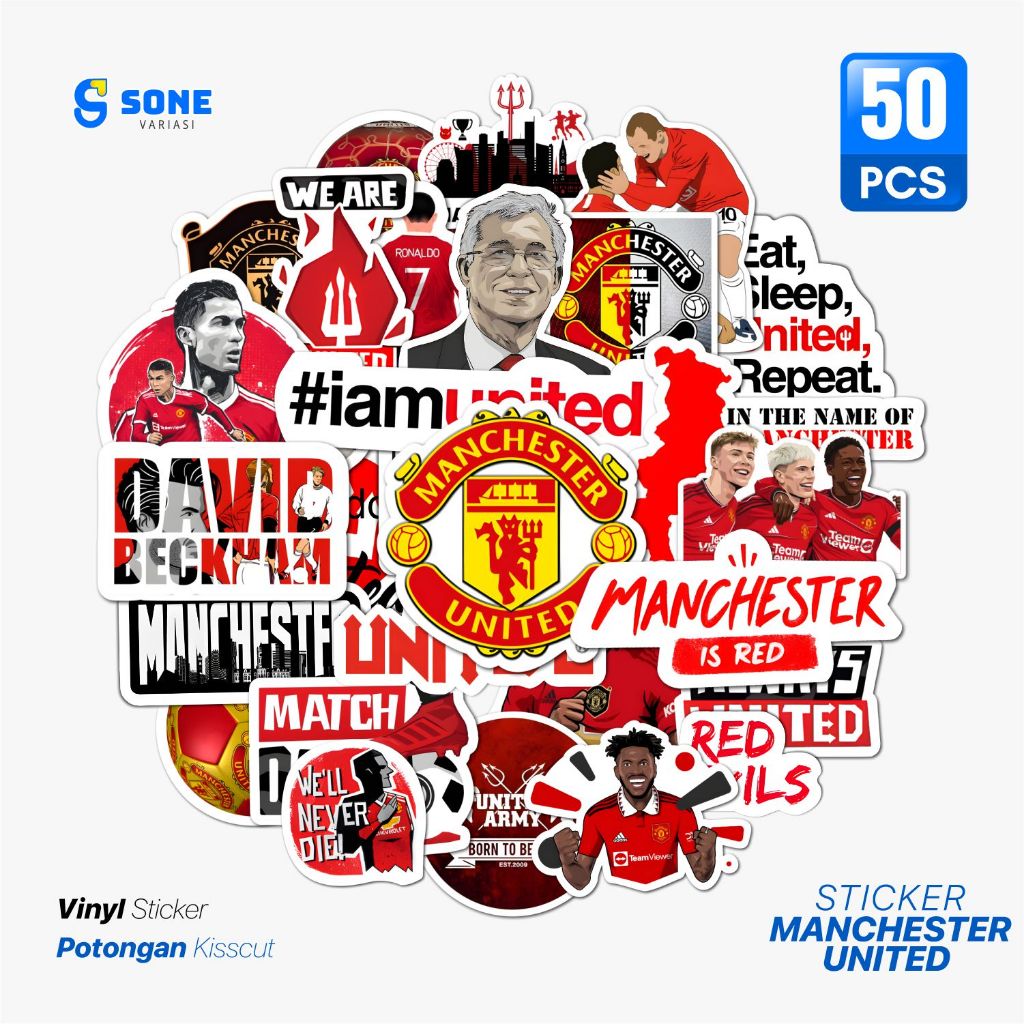 Manchester United Sticker Pack Suitcase Decoration Sticker Tumbler ...