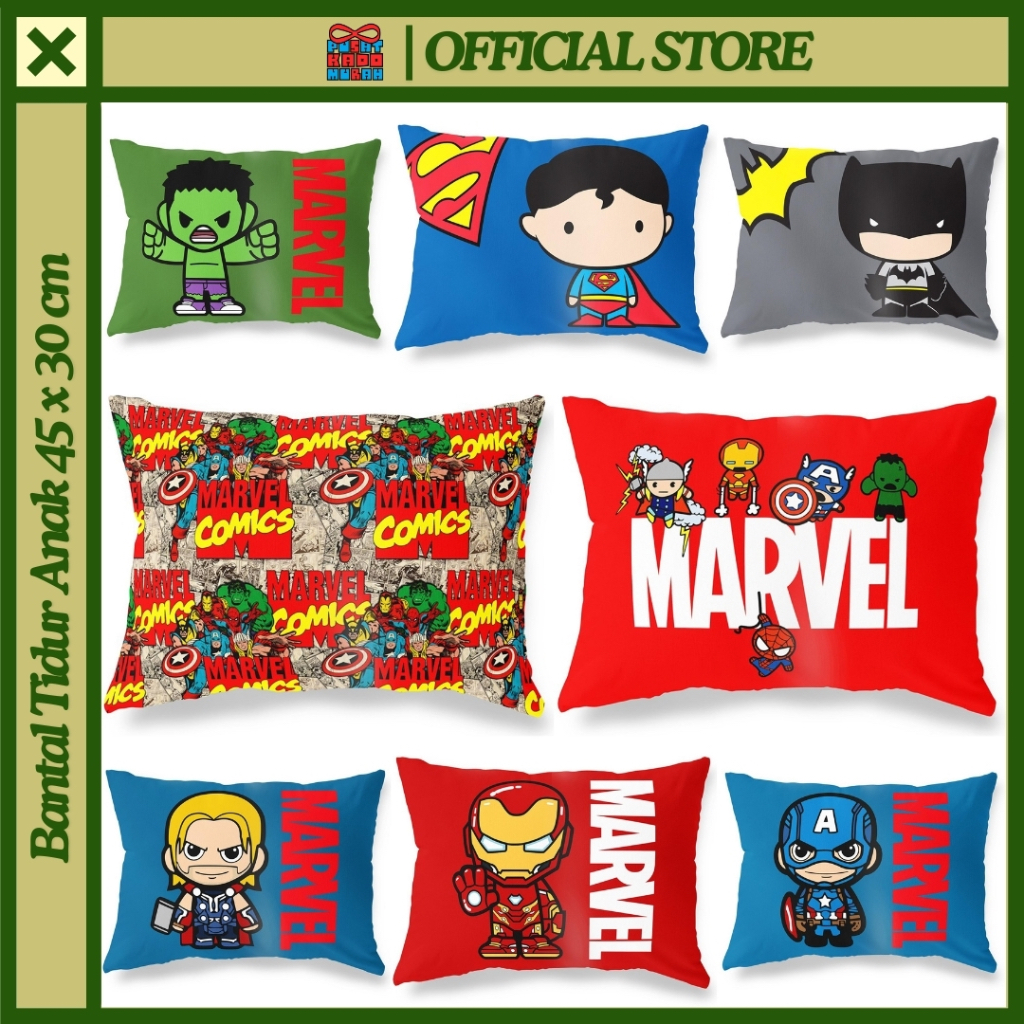 Superhero Motif Printed Children's Sleeping Pillow - Superman / Batman ...