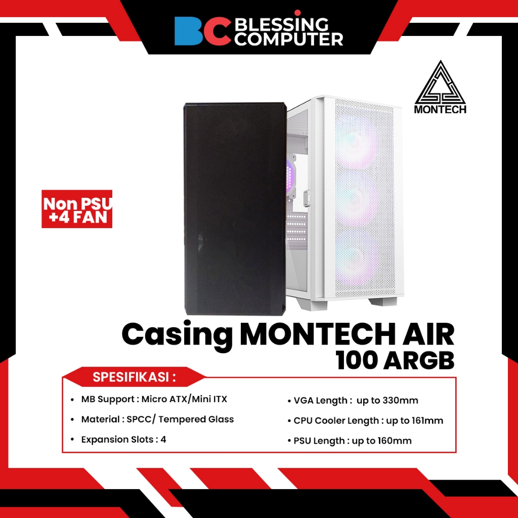 MONTECH AIR 100 ARGB Casing - black | Shopee Singapore