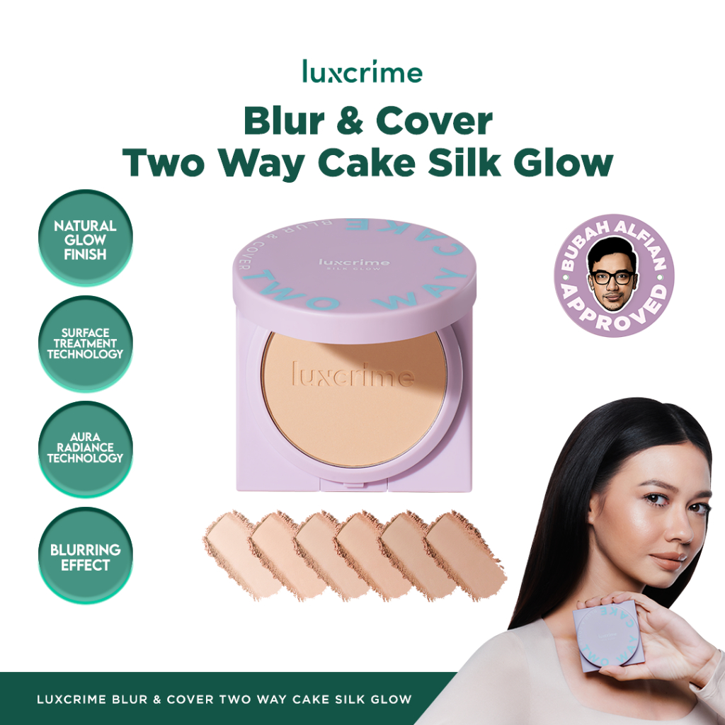 New Silk Glow Luxcrime Blur & Cover Two Way Cake - High Coverage Solid Foundation Powder For ...