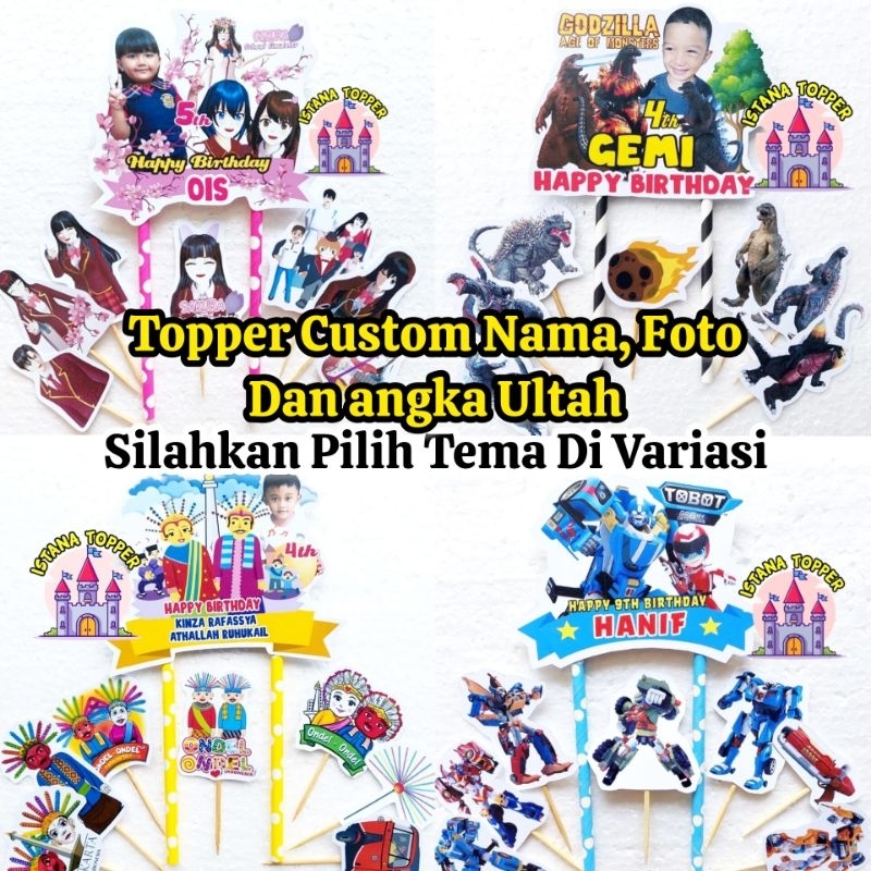 Cake Topper Custom Name Tobot Theme, Sakura School, Sopo Jarwo, Super ...