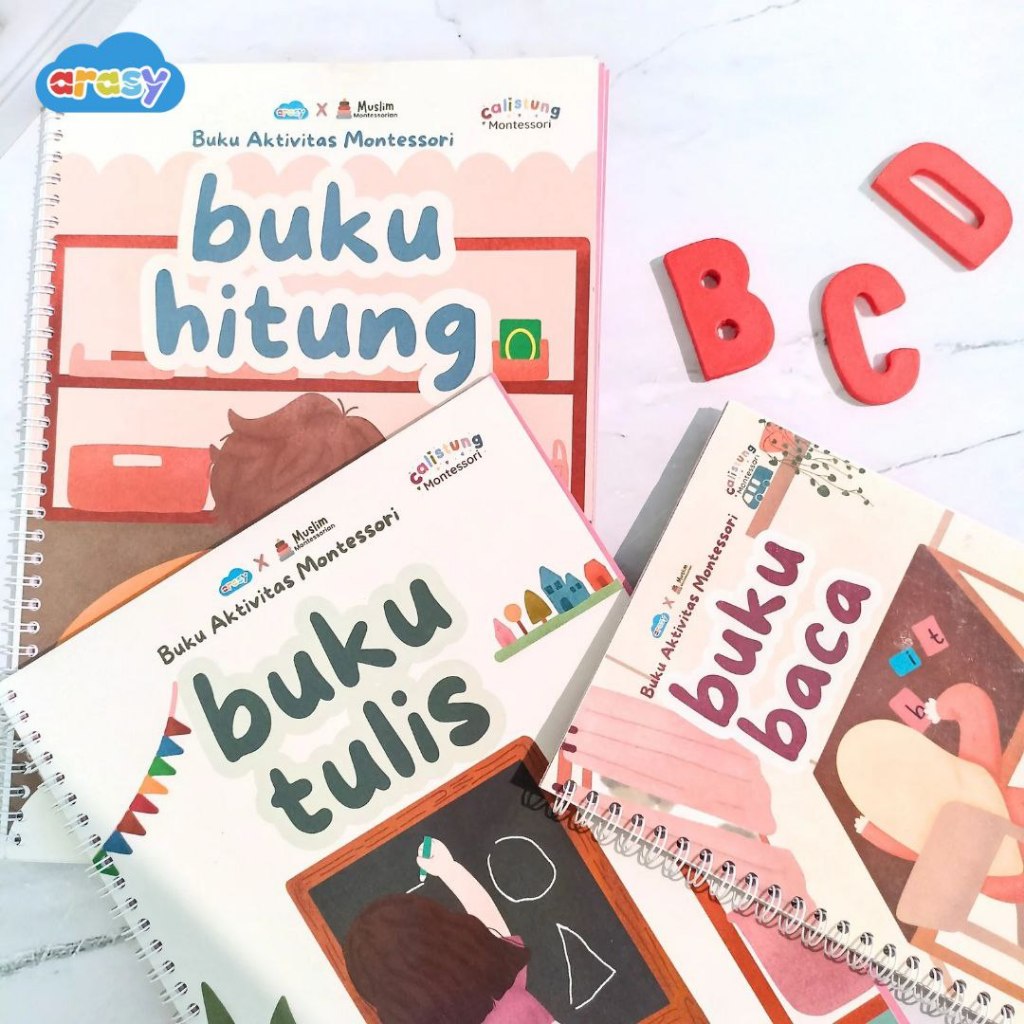Contents Of 3 Books | Calistung Montessori Book Arasy Practice Book For ...