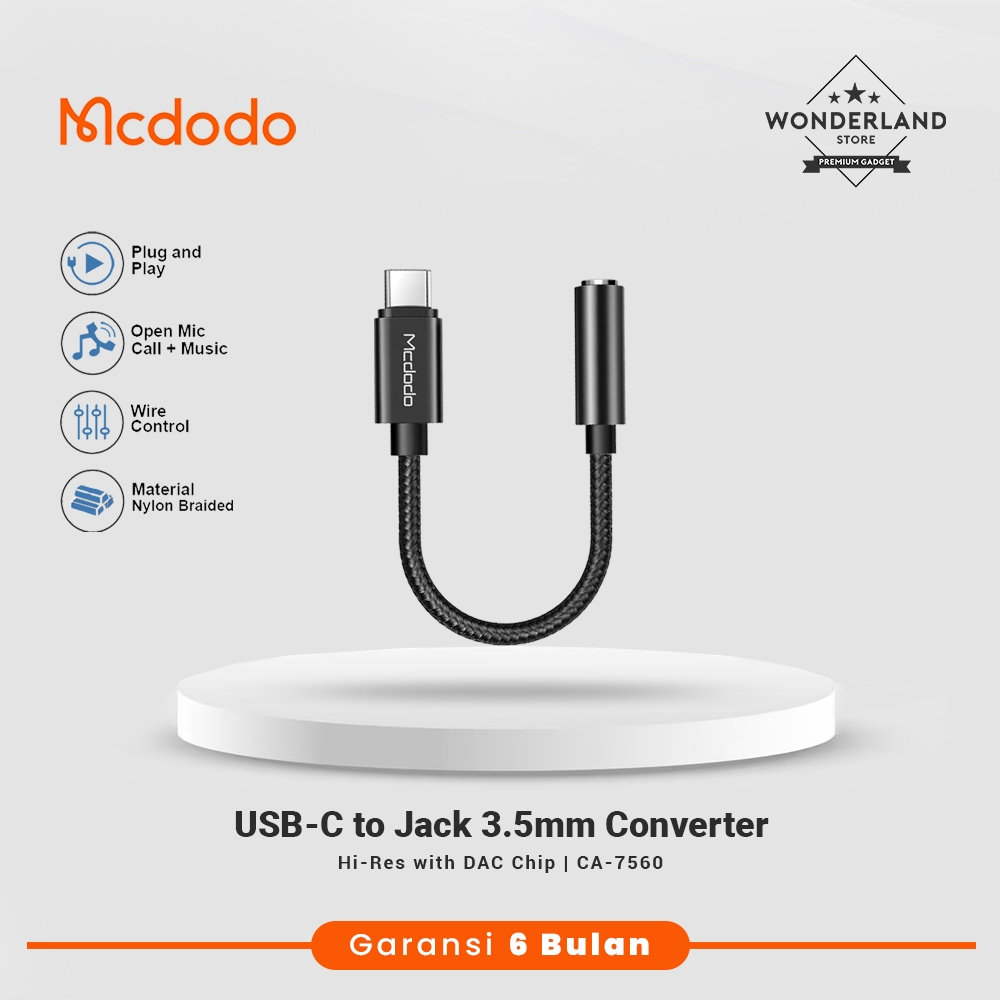 Mcdodo HiFi DAC Audio Cable Converter Type C to Jack 3.5mm Long guarantee (CA-7560 / 7561 ...