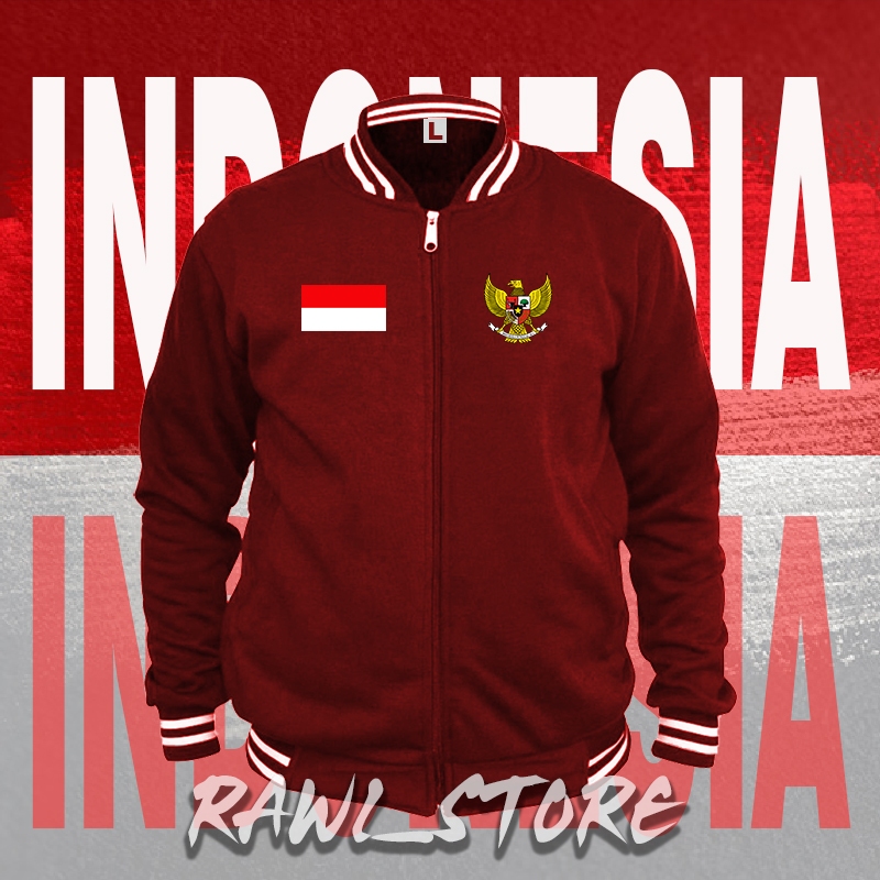PUTIH MERAH Varsity Garuda Red and White Flag Jacket 79th Republic of ...
